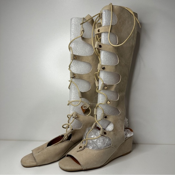 Shoes | Brand New Tan Suede Gladiator Wedge Sandals | Poshmark